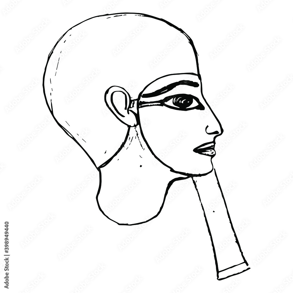 Portrait of ancient Egyptian man. Head of God Ptah. Pharaoh with fake ...
