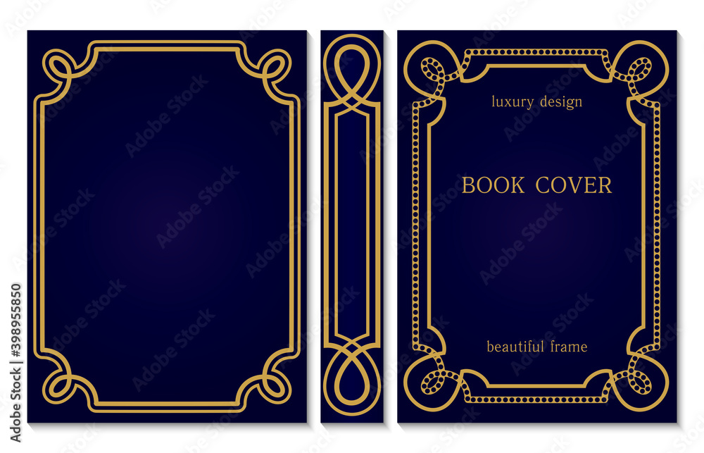 Design of vintage binding for book. Set of Golden frames. Classic book ...