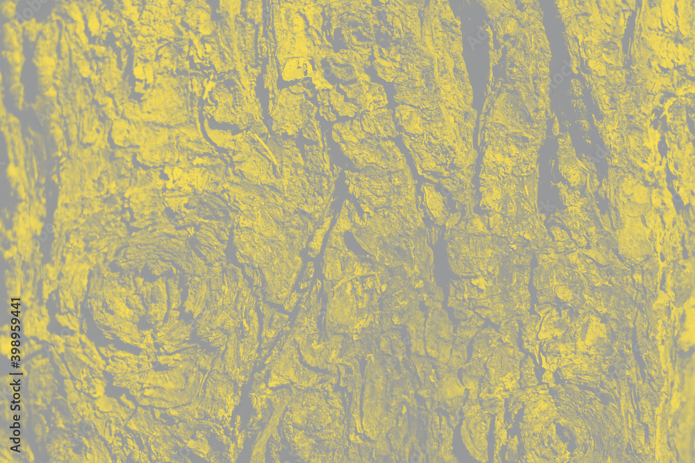 Illuminating Yellow and Ultimate Gray tree bark for background and copy ...