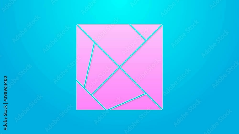 Pink line Rubik cube icon isolated on blue background. Mechanical ... Pink line Rubik cube icon isolated on blue background. Mechanical ...