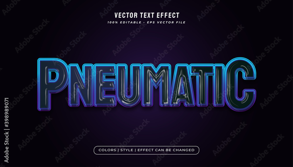 Black and blue bold text style with realistic plastic effect Stock ...