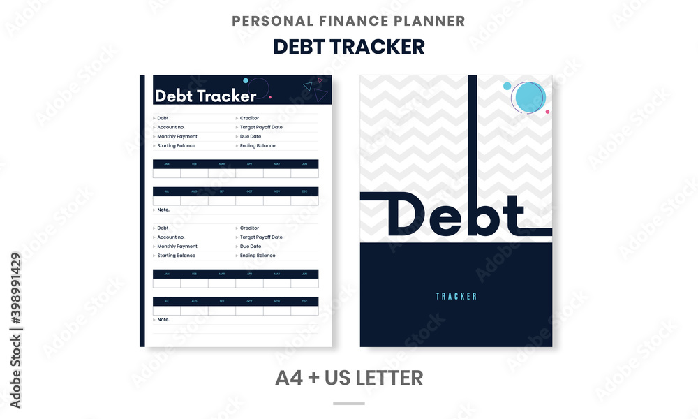 Minimalist Personal Finance planner Debt Tracker pages templates ...