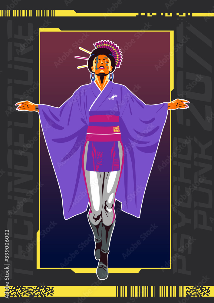 Future Geisha Cyberpunk Style Traditional Japanese Women's Clothing ...