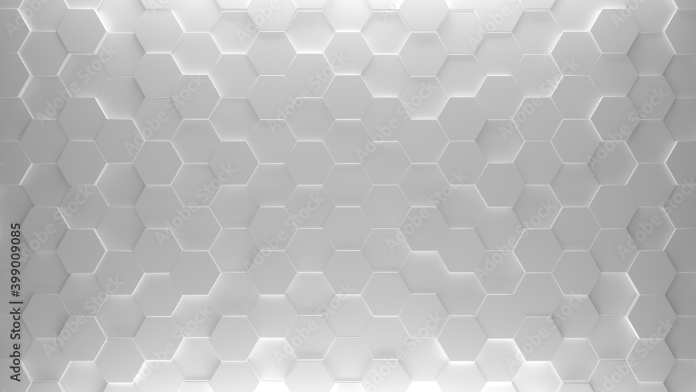 3D render of abstract octagon surface. Sliced looking smooth cuve ...