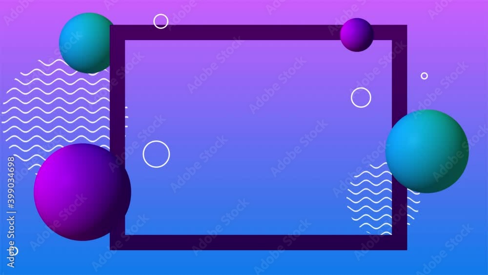 abstract moving loop background. Modern design spheres, frame and ...