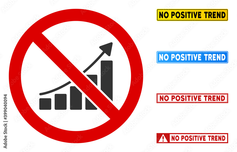 No Positive Trend sign with badges in rectangular frames. Illustration ...