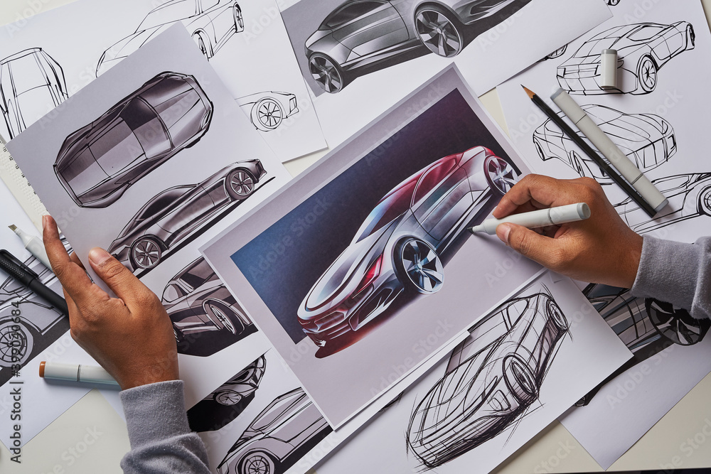 Designer engineer automotive design drawing sketch development ...