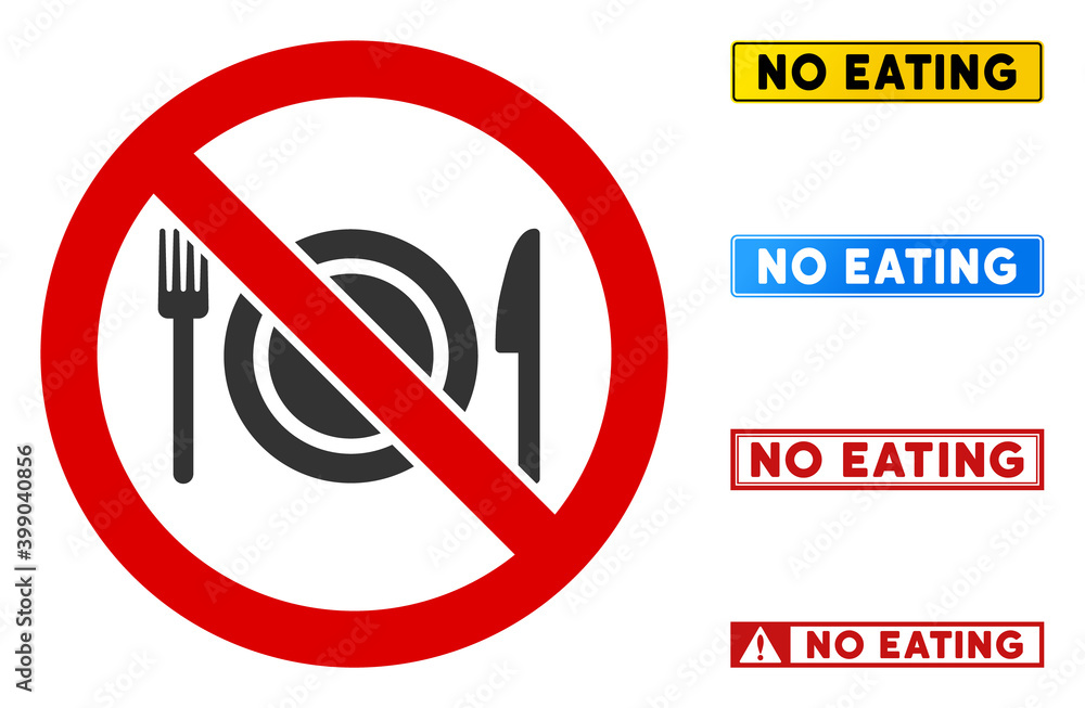 Vecteur Stock No Eating sign with words in rectangular frames ...