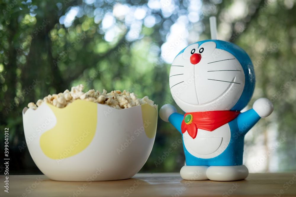 Bangkok, Thailand - December 13, 2020 : Doraemon set of bucket popcorn ...