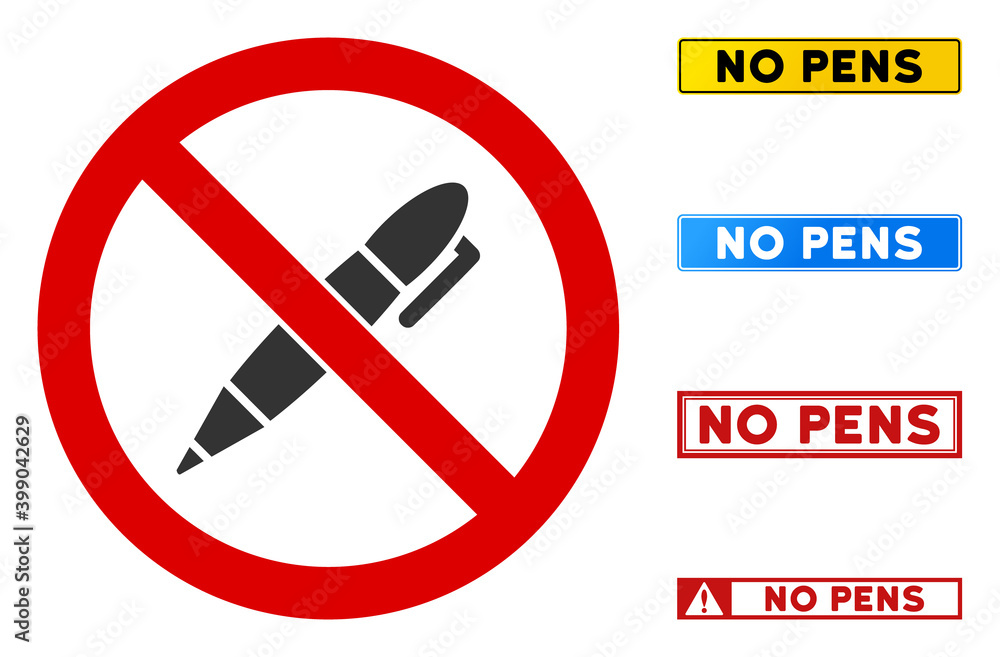 Vecteur Stock No Pen sign with captions in rectangular frames ...