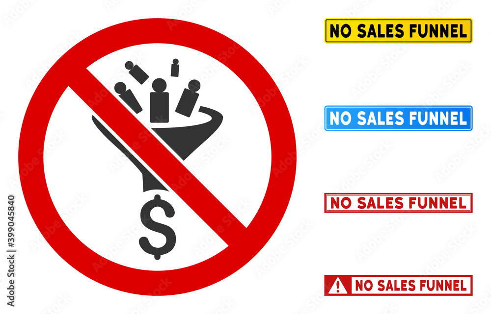 No Sales Funnel sign with badges in rectangular frames. Illustration ...