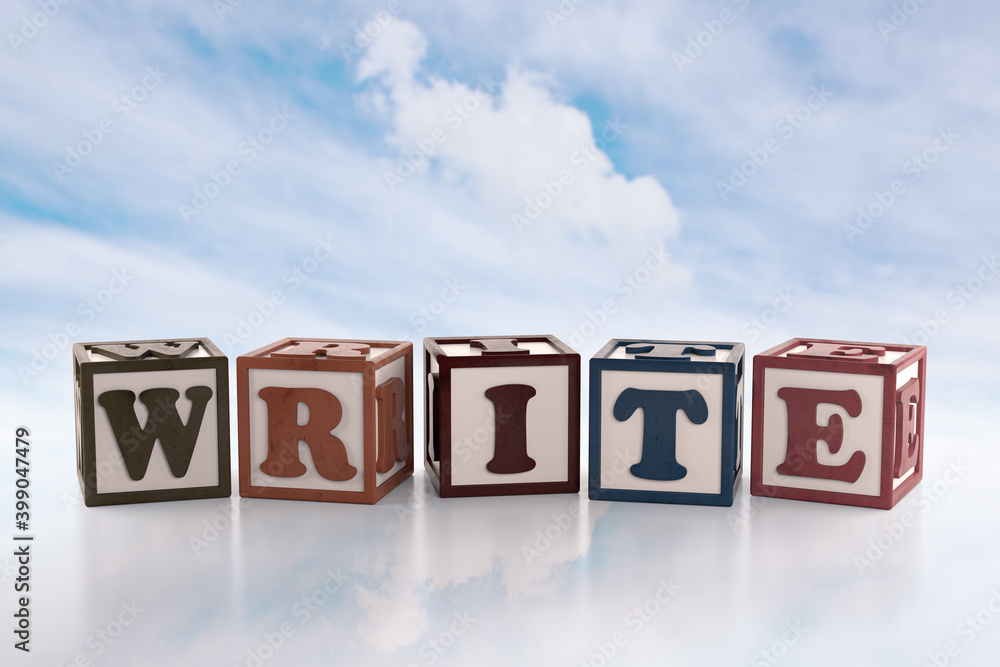 Alphabet Building Blocks that Spelling the Word Write Blocks on Cloud ...