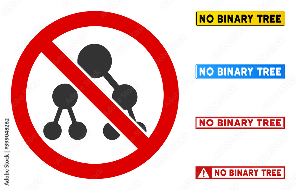 No Binary Tree sign with captions in rectangular frames. Illustration ...