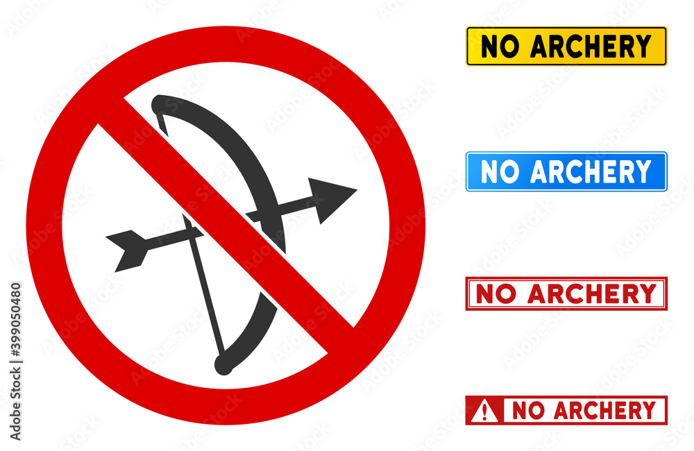 No Archery sign with texts in rectangular frames. Illustration style is ...