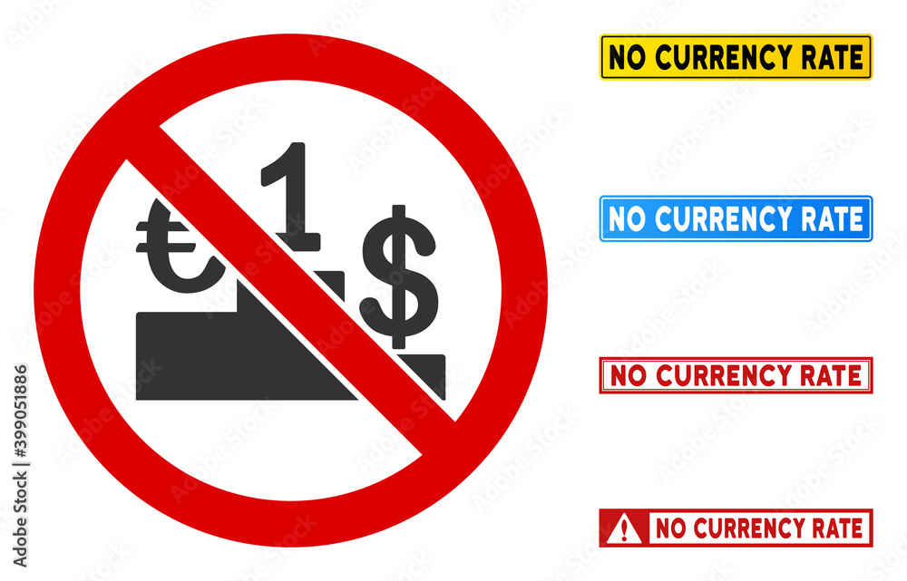 No Currency Rate sign with words in rectangle frames. Illustration ...
