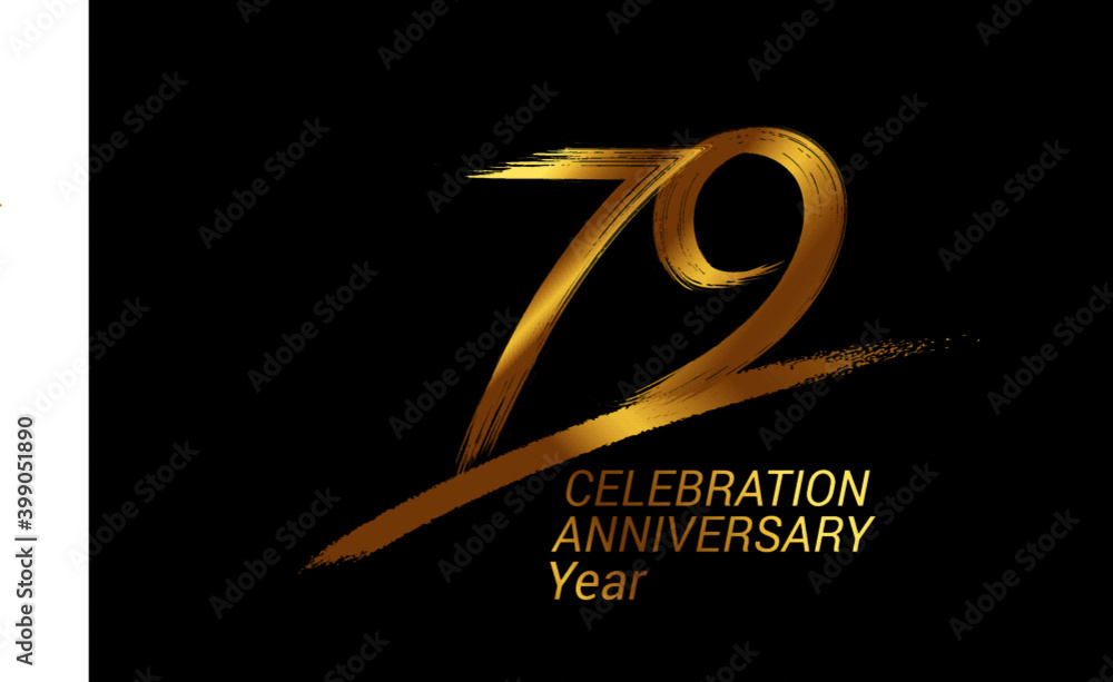 79 year anniversary chalk, golden ink Style , minimalist logo. years ...