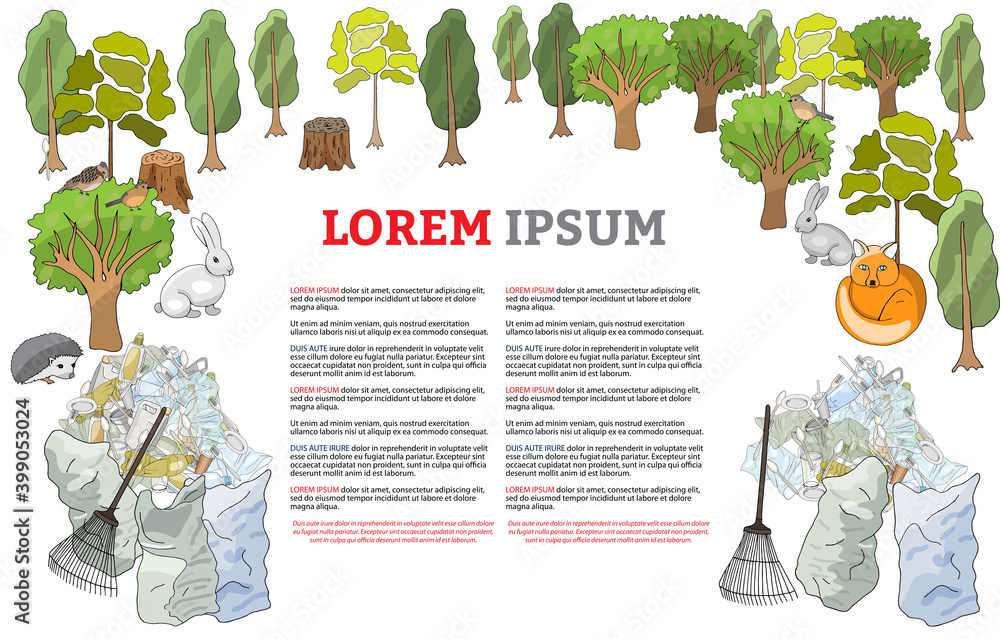 Pollution of the environment. Garbage and waste in forests, in wildlife ...