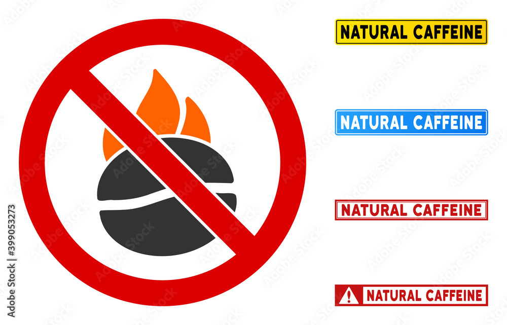 No Burn Coffee sign with titles in rectangle frames. Illustration style ...
