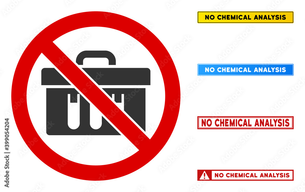 No Chemical Analysis sign with badges in rectangular frames ...