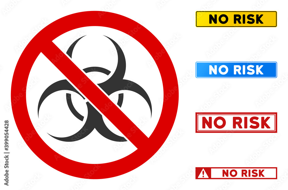 No Biohazard sign with badges in rectangular frames. Illustration style ...