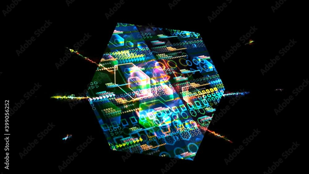 Quantum computer in the cube futuristic technology digital layer ...