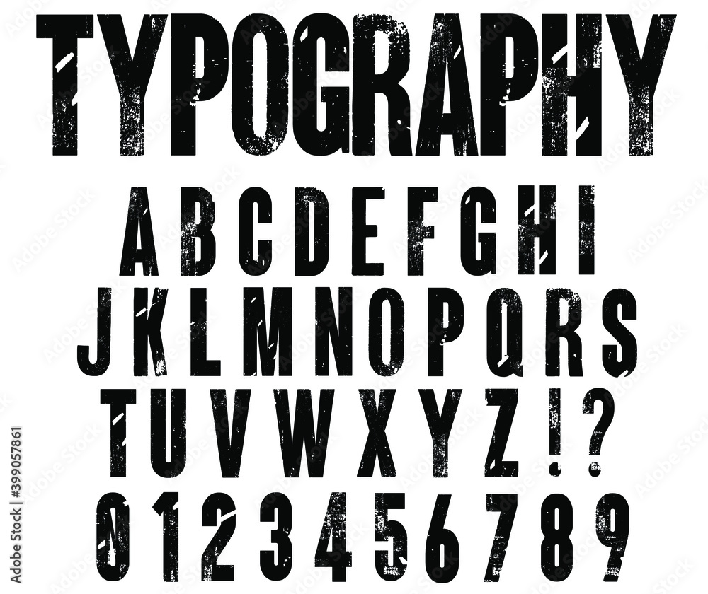 Letterpress wood type font. Typographic distressed font vector. Grunge ...