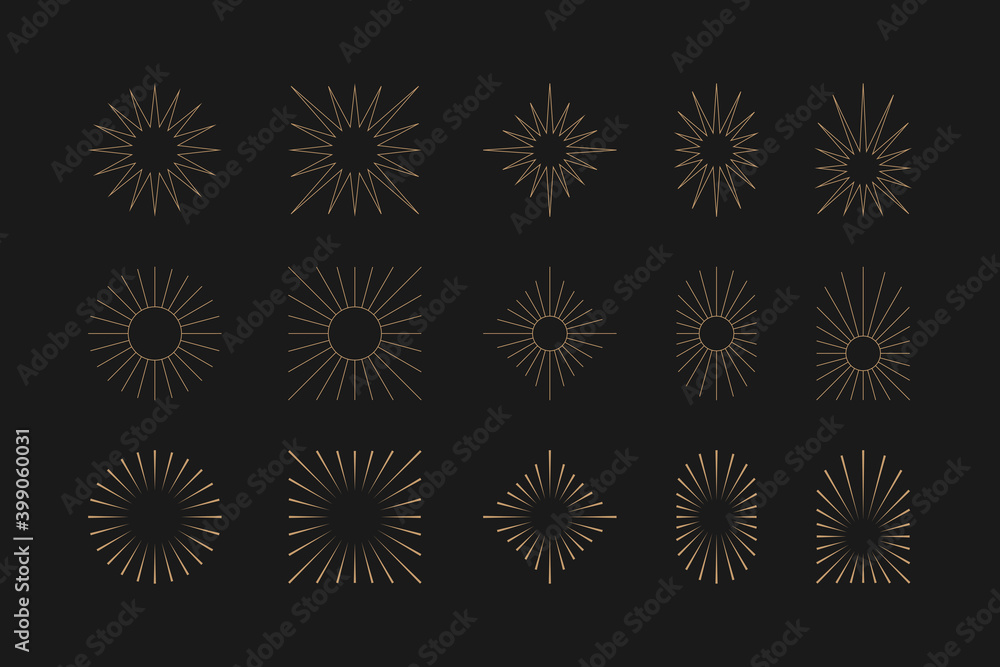 Modern sun logos collection. Isolated abstract different shapes logo ...