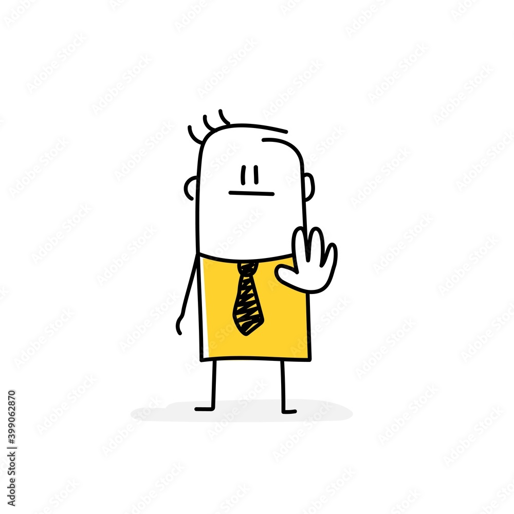 Stop sign, no entry concept. Stickman showing palm as stop sign, stay ...