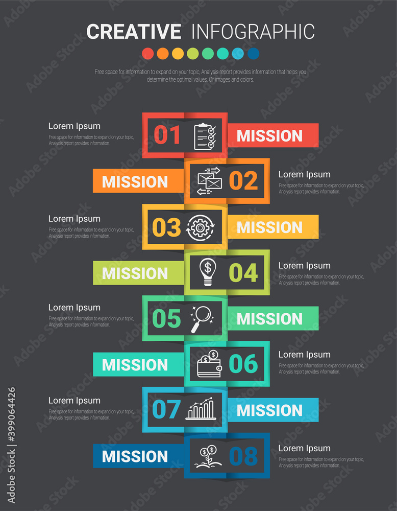 Vetor de Infographic design template with numbers 8 option for ...