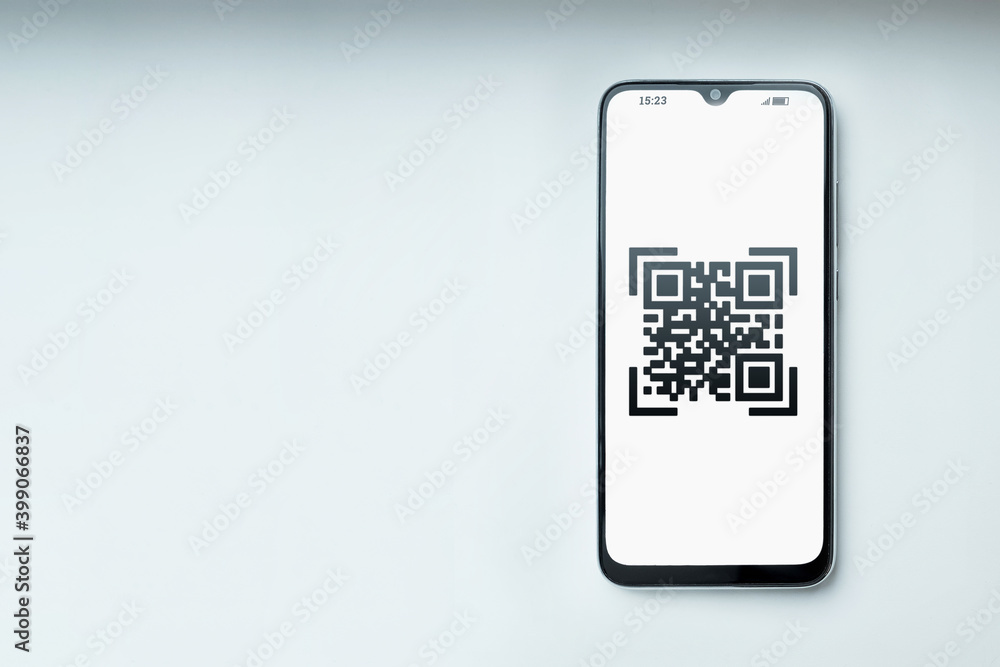 QR code and smartphone, new technologies. Electronic digital ...
