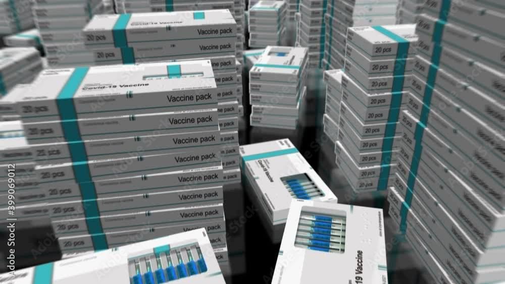 Covid-19 vaccine doses in packs distribution. Coronavirus sars-cov-2 ...