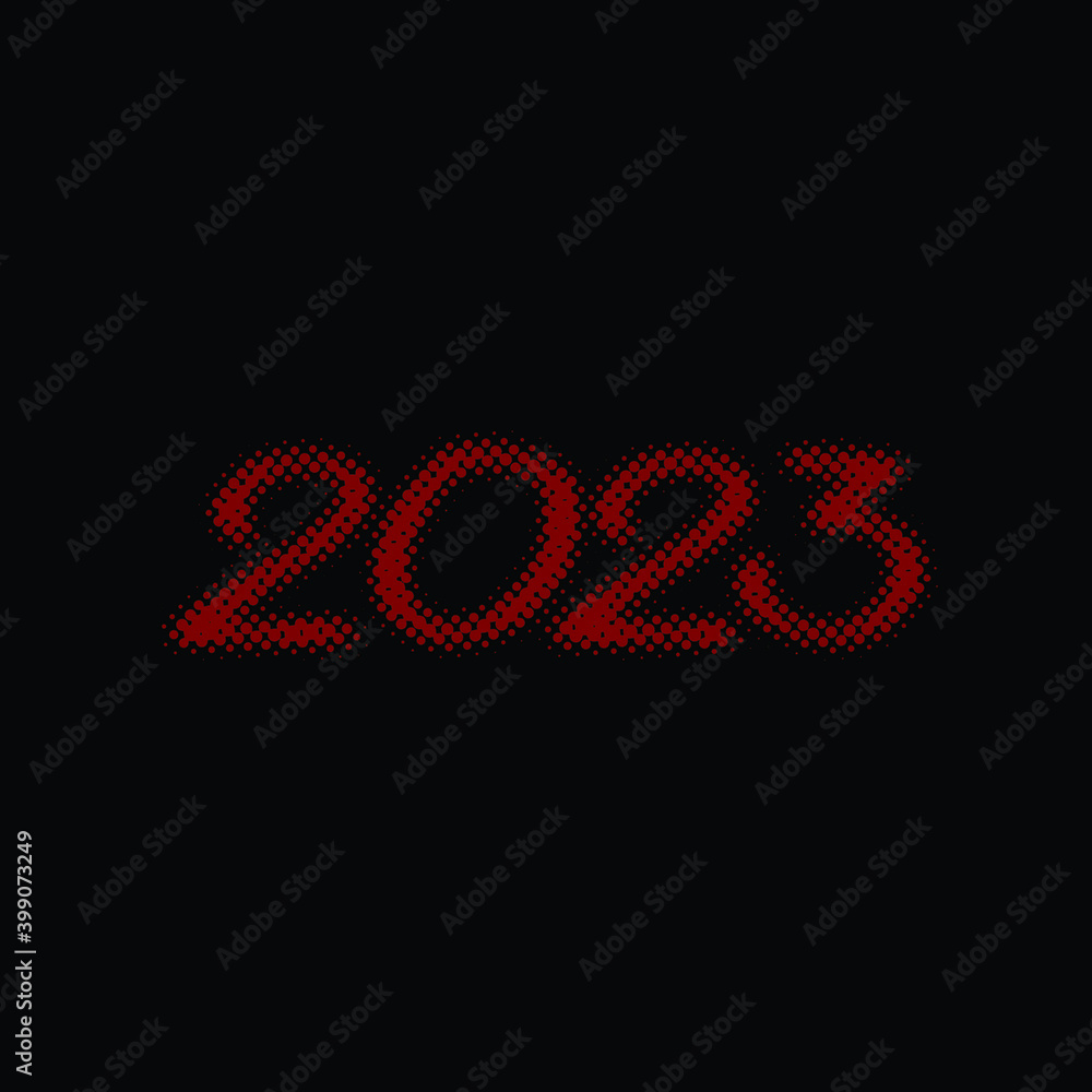 2023 red colour new year figures date style vector halftone effect ...