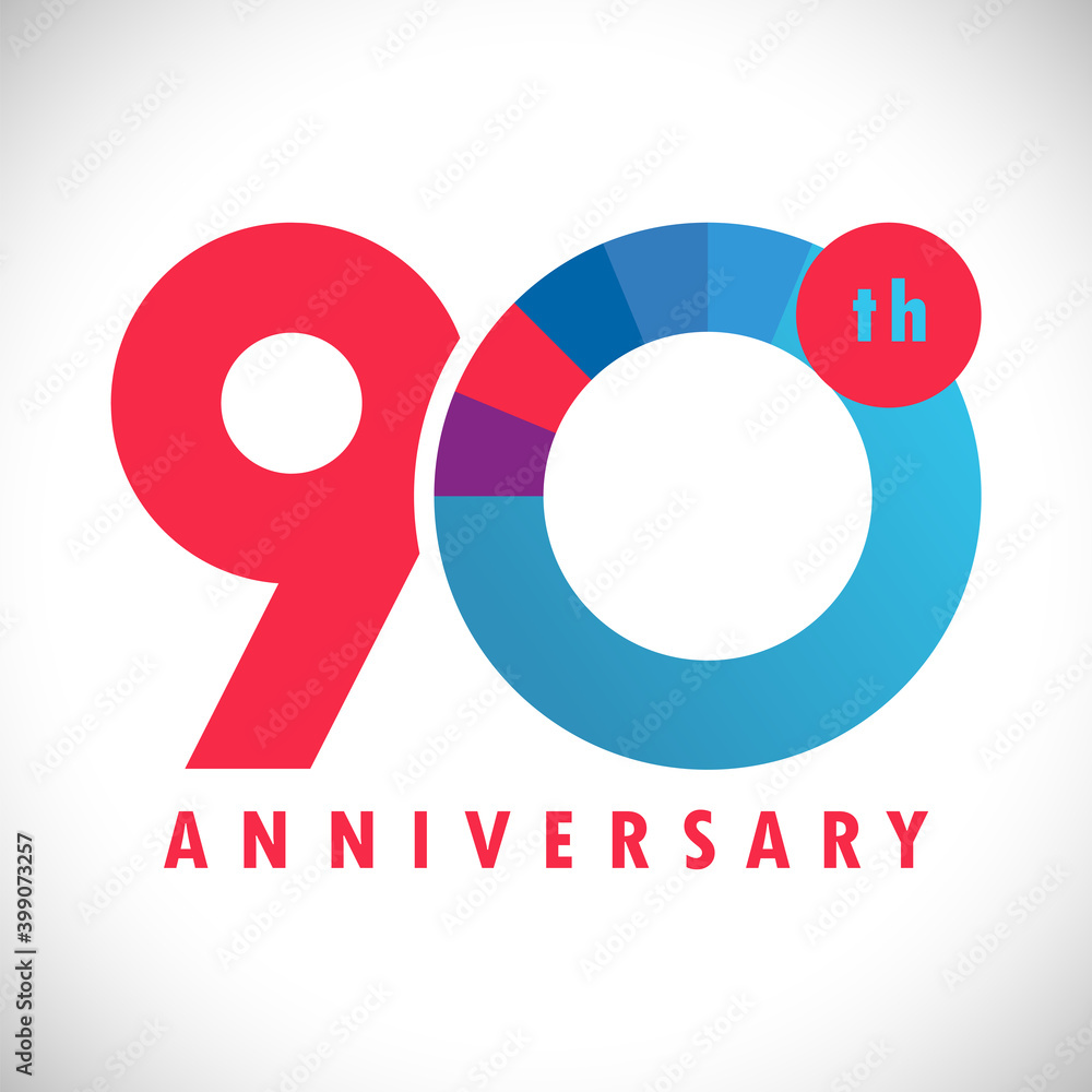 90 th anniversary numbers. 90 years old coloured congrats. Cute ...