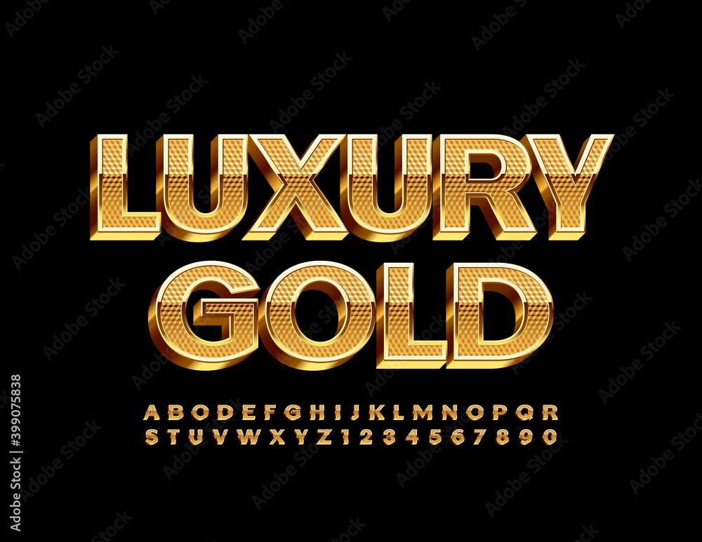 Vector Luxury Gold Alphabet set. Textured premium Font. 3D elite ...