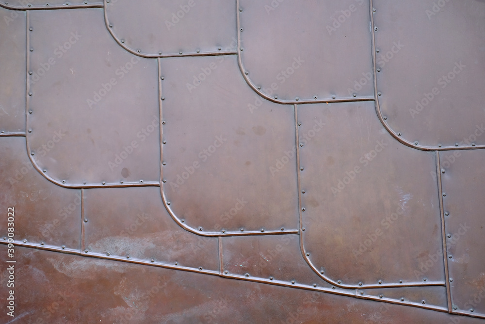 beautiful steampunk texture, metal sheet with rivets, iron parts ...