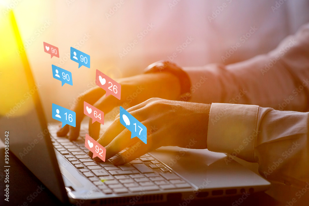 popularity on social media, icons, influencer star on social network ...