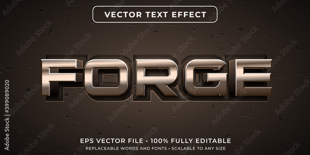 Editable text effect in forged metal style Stock Vector | Adobe Stock