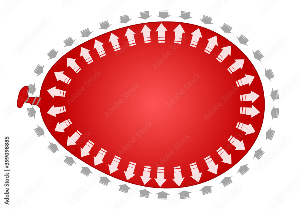 Air, atmospheric pressure. Forces acting on the balloon. Arrows ...