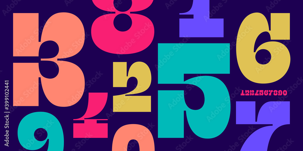 Numeral font. Font of number, numeral, modern fat style with ...
