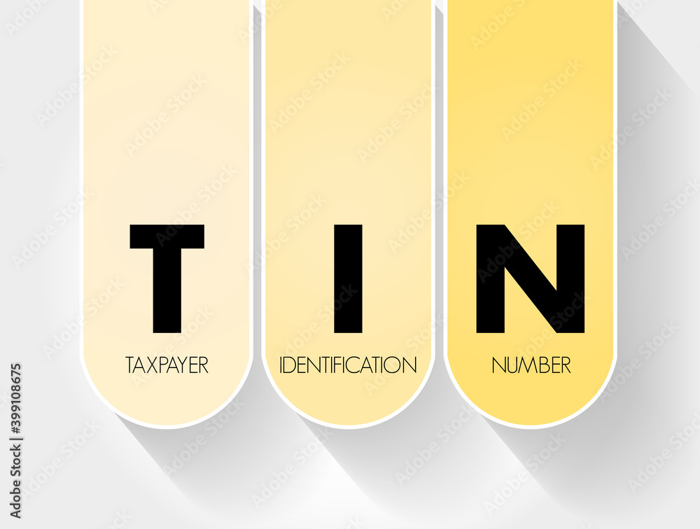 TIN - Taxpayer Identification Number acronym, concept background Stock ...