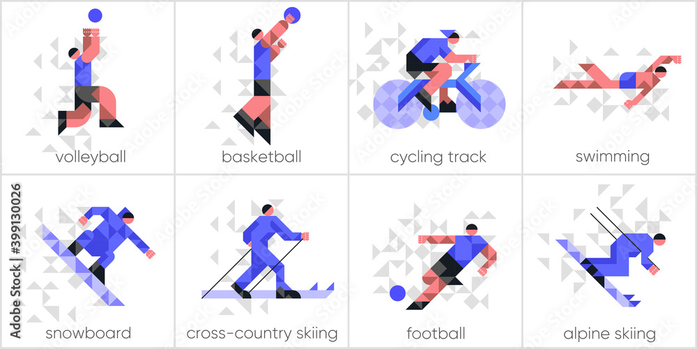 Vector illustration. Set of icons, sports and activities. Abstract ...