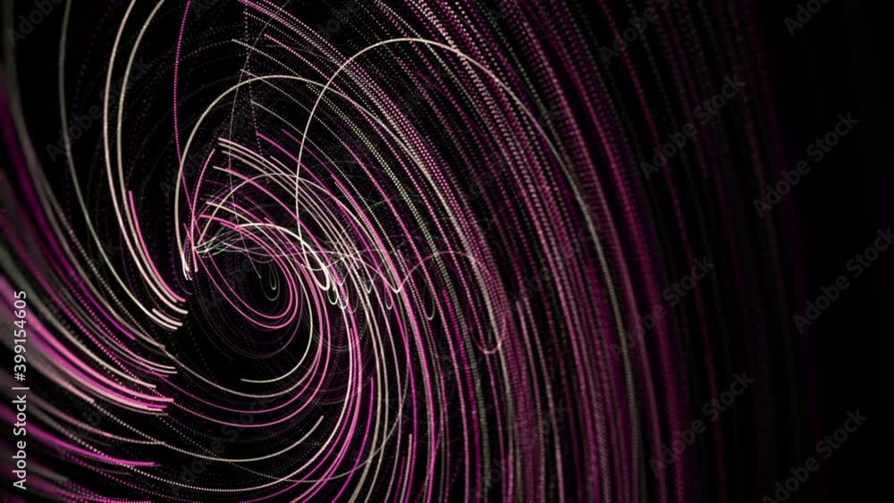 Pink space spiral in infinite rotation on black background, seamless ...