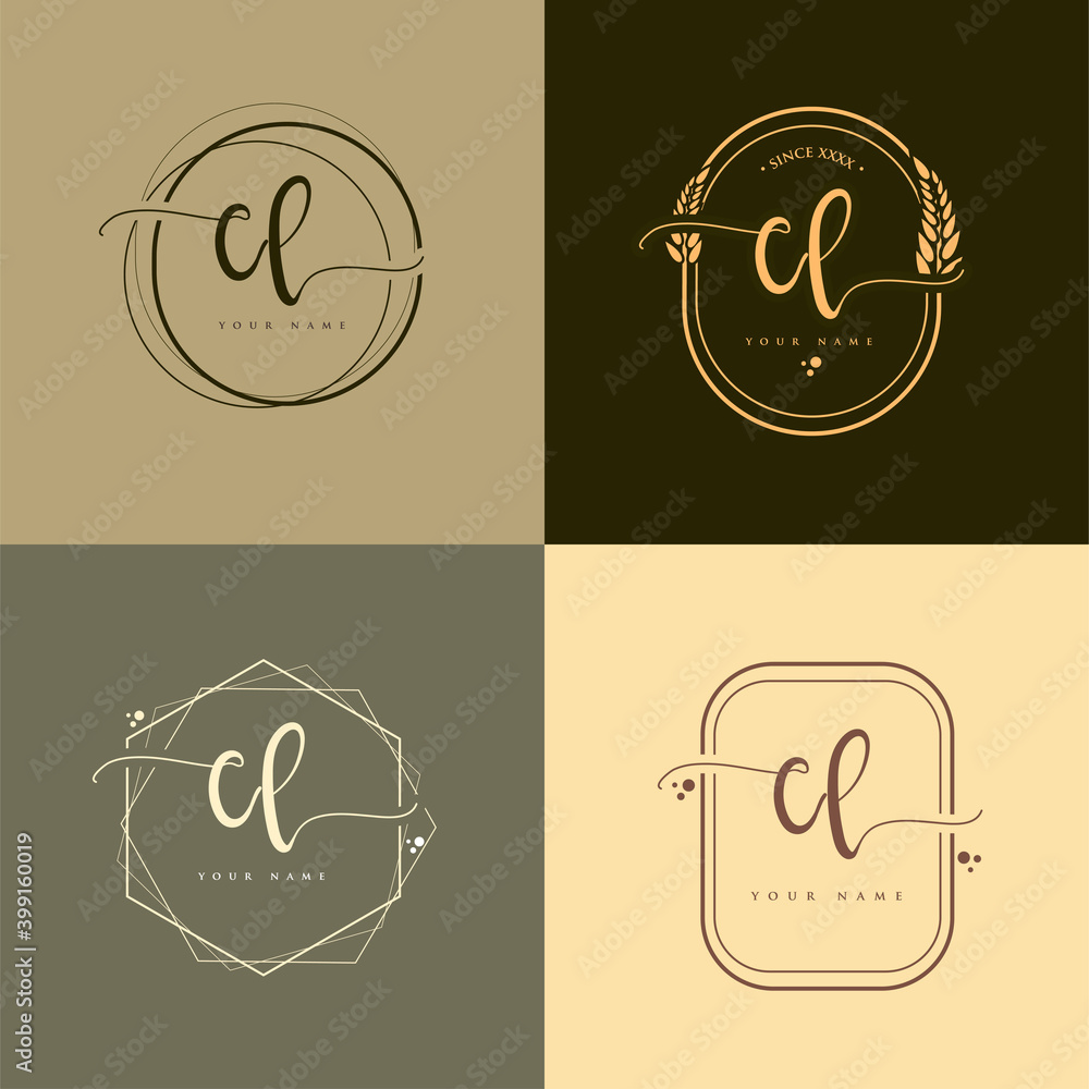 CL Initial handwriting logo vector sets. Hand lettering Initials logo ...