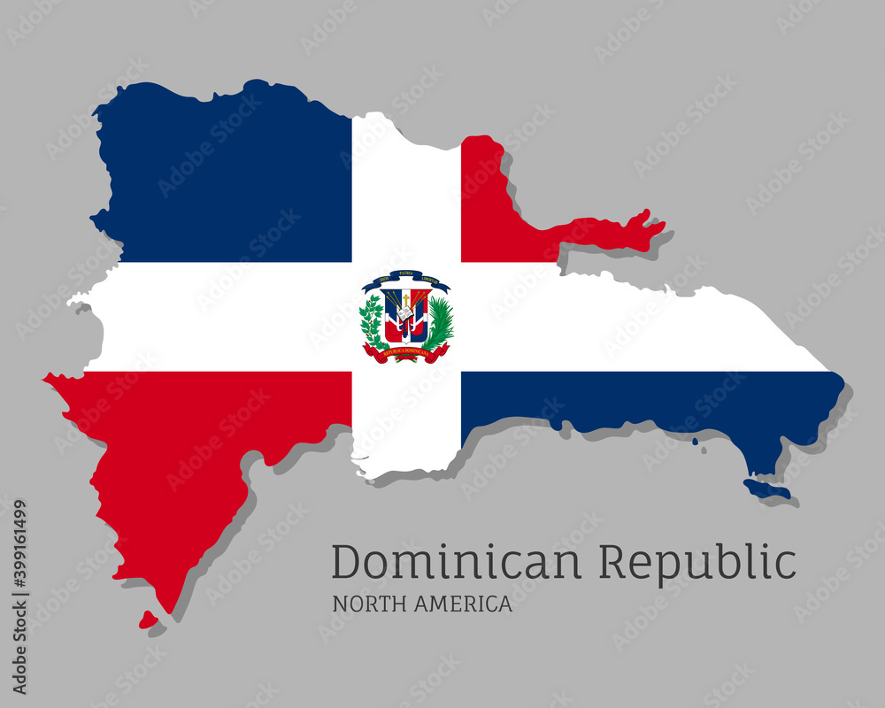 Map of Dominican Republic with national flag. Highly detailed editable ...