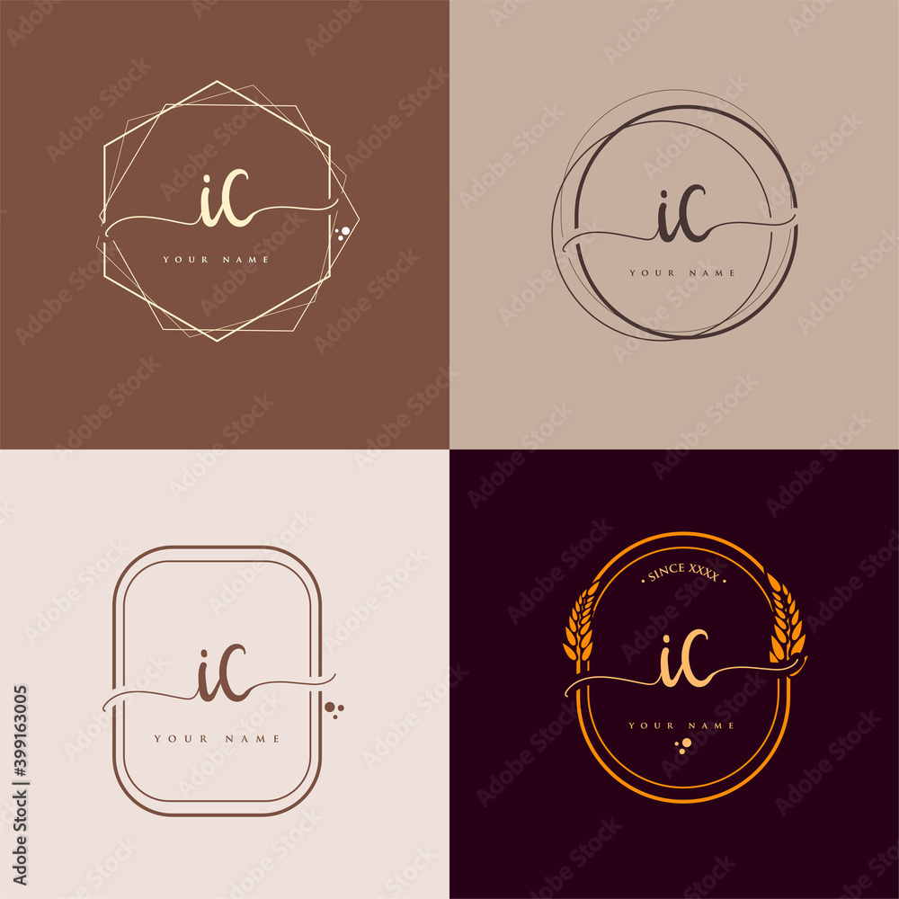 IC Initial handwriting logo vector sets. Hand lettering Initials logo ...