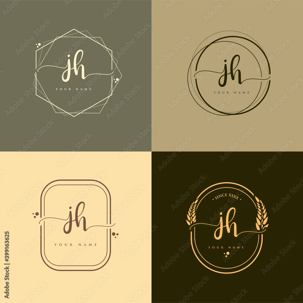 JH Initial handwriting logo vector sets. Hand lettering Initials logo ...