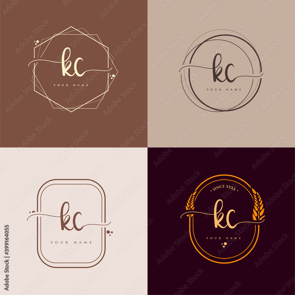 KC Initial handwriting logo vector sets. Hand lettering Initials logo ...