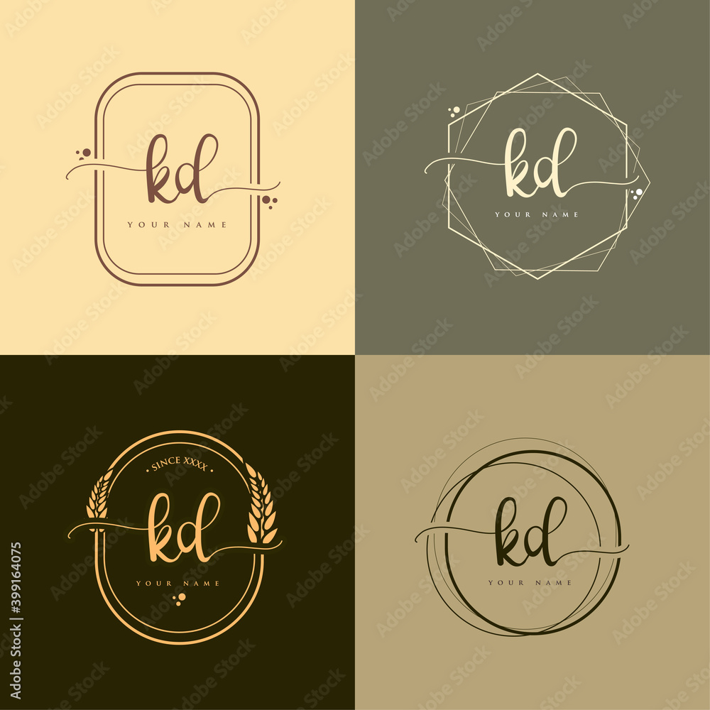 KD Initial handwriting logo vector sets. Hand lettering Initials logo ...