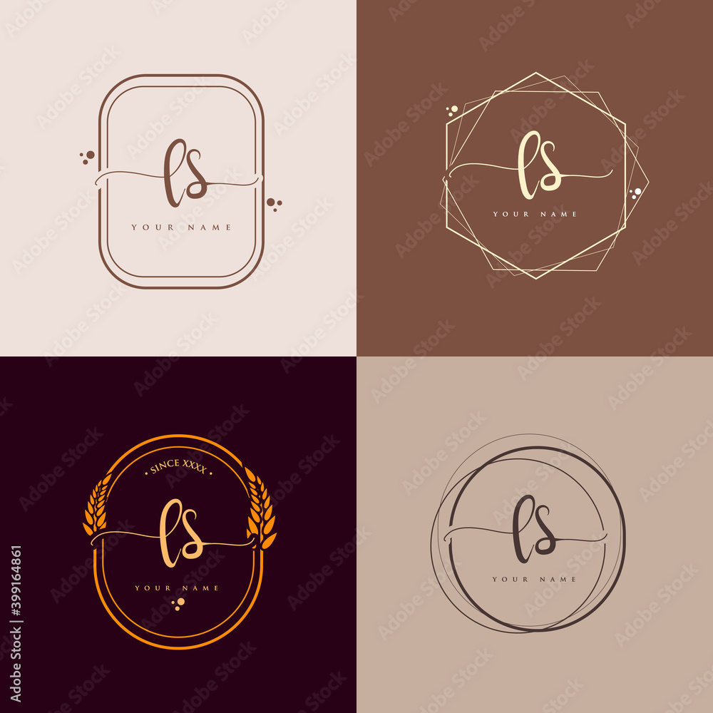 LS Initial handwriting logo vector sets. Hand lettering Initials logo ...