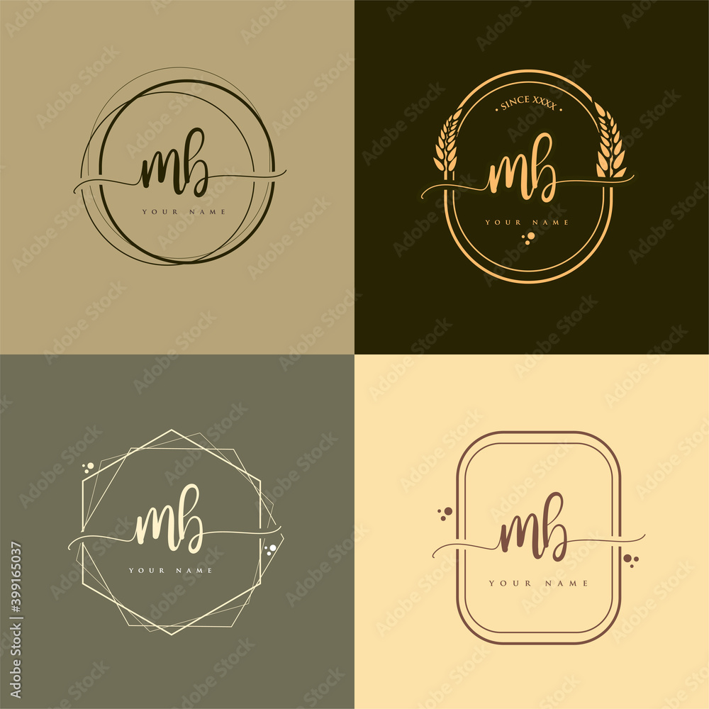 MB Initial handwriting logo vector sets. Hand lettering Initials logo ...